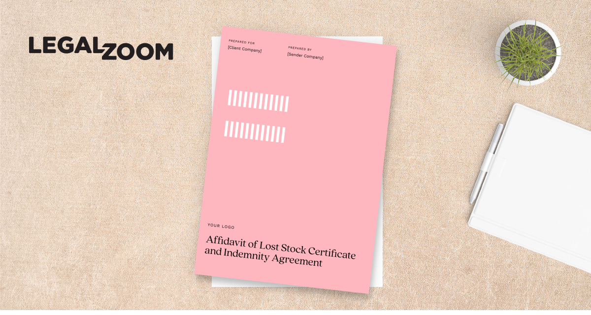 Affidavit of Lost Stock Certificate and Indemnity Agreement - Free ...