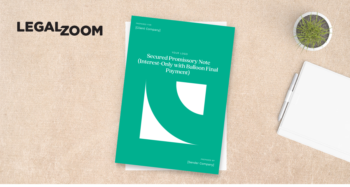 Secured Promissory Note (Interest-Only with Balloon Final Payment ...