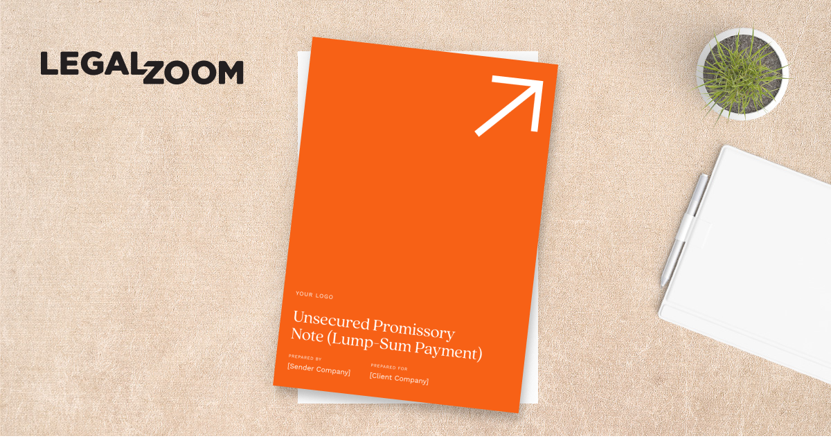 Unsecured Promissory Note (Lump-sum Payment) - Free Template | LegalZoom